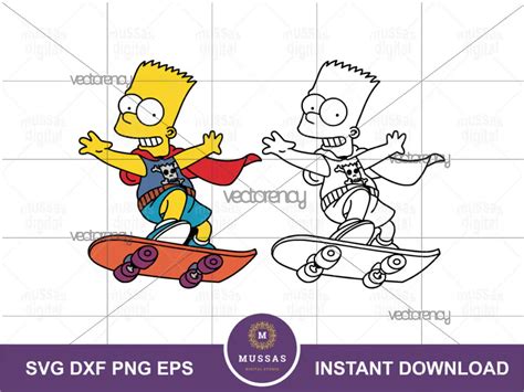 The Simpsons Skateboard Svg Dxf Png Eps Simpson Vector Vectorency