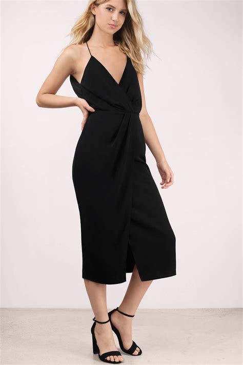 Sexy Black Midi Dress Black Dress Surplice Dress Midi Dress