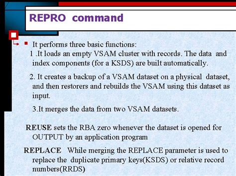 Idcams Programs Vsam Training Class 05 Idcams Commands