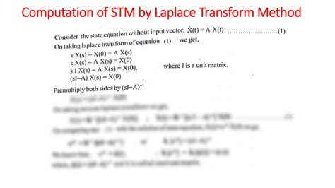 Solution Computation Of State Transfer Matrix By Laplace Transform Method In Digital Control