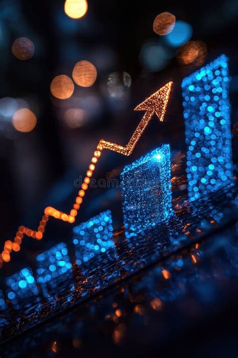 Blue Glowing Graph With Arrow Symbolizing Economic Growth And Upward Trend Stock Image Image