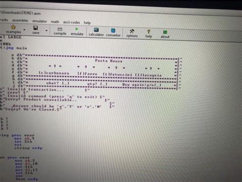 Write And Assembly Tasm Code That Lets The User