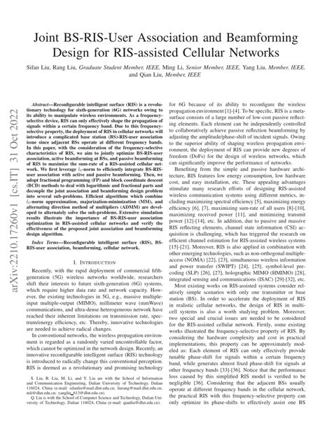 Pdf Joint Bs Ris User Association And Beamforming Design For Ris
