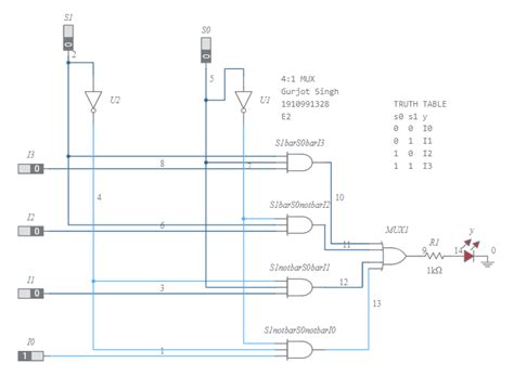 4 Input 1 Bit Multiplexer Multisim Live