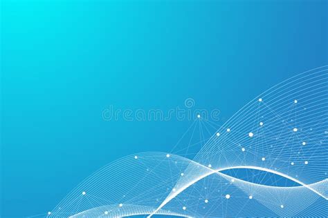 Digits Abstract Background With Connected Line And Dots Wave Flow