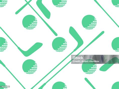 흰색 배경에 골프 클럽과 녹색 공이 있는 매끄러운 패턴 미니멀리스트 스타일의 골프 클럽과 골프공 타이포그래피 배너 및 포스터 광고 제품 디자인 벡터 그림 골프에 대한 스톡