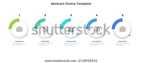 Five Round Charts Arrows Placed Horizontal Stock Vector Royalty Free 2118928316 Shutterstock