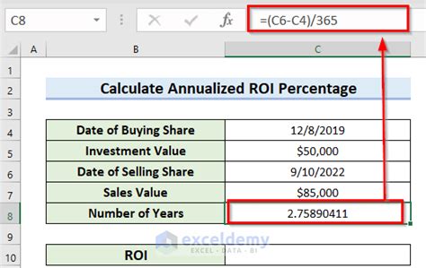 How To Calculate The Roi Percentage In Excel 6 Methods
