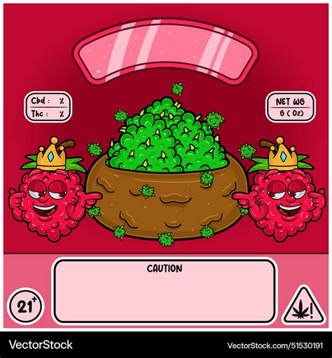 Raspberry Strain With Weedbud In Cartoon Style Vector Image
