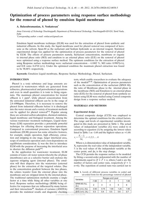 pdf optimization of process parameters using response surface