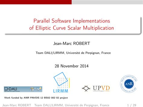 Pdf Parallelized Software Implementation Of Elliptic Curve Scalar Multiplication