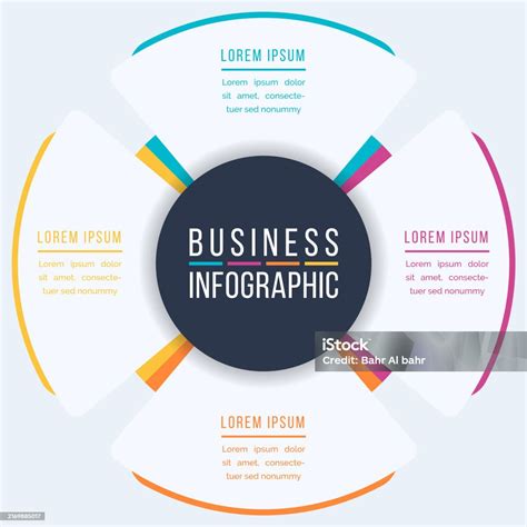 비즈니스 인포그래픽 디자인 4단계 개체 요소 또는 옵션 인포그래픽 비즈니스 서클 템플릿 0명에 대한 스톡 벡터 아트 및 기타 이미지 0명 4 개념 Istock