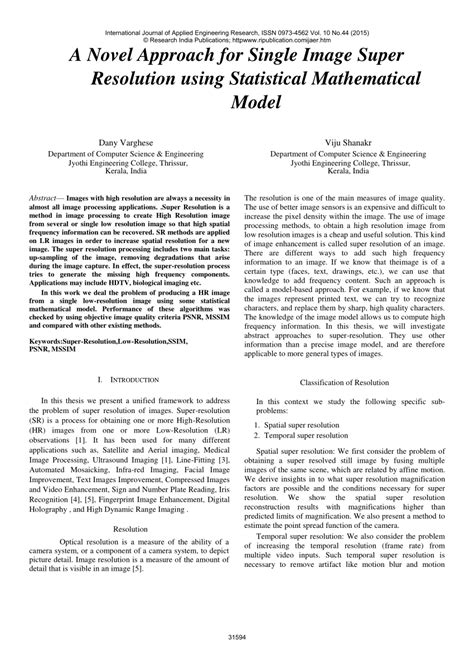 Pdf A Novel Approach For Single Image Super Resolution Using