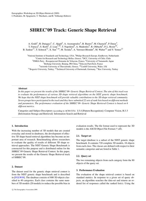Pdf Shrec09 Track Generic Shape Retrieval