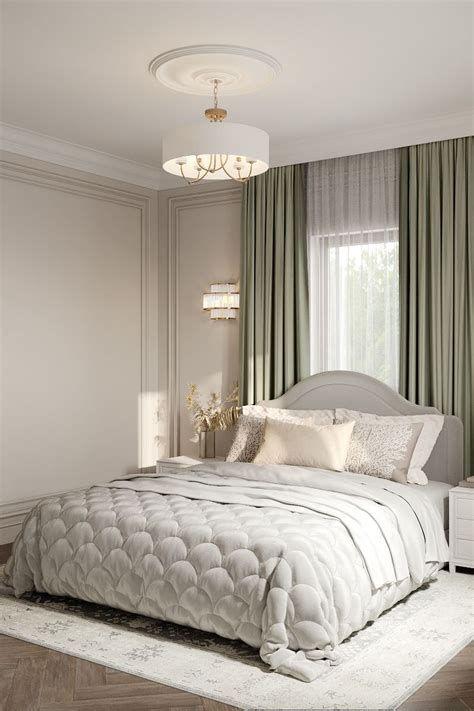 Спальня в стиле неоклассика Оливковые гостиные Интерьеры спальни Красивые спальни