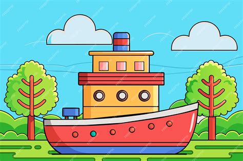 Premium Vector Ship Cute Background Is Tree