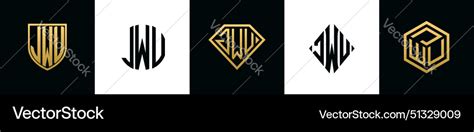 Initial Letters Jwu Logo Designs Bundle Royalty Free Vector