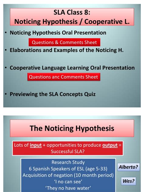 Noticing Hypothesis Lecture Pdf Second Language Acquisition