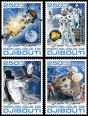 Nasa Apollo 13 Moon Mission Astronauts Space Mnh 4v Stamp Set 2020