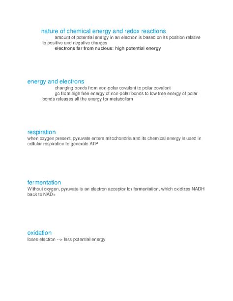 Lecture Redox Reactions Metabolism Nature Of Chemical Energy And Redox Reactions Amount Of