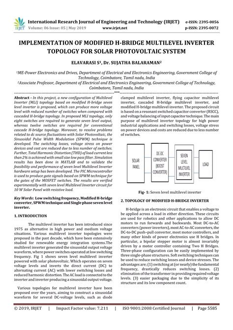 irjet implementation of modified h bridge multilevel inverter topology