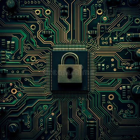 Circuit Board Background With Lock Symbol Symbolize Computer Security Stock Illustration