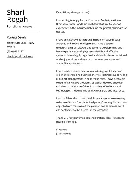 Functional Analyst Cover Letter Sample And Guide Entry Level And Senior Jobs