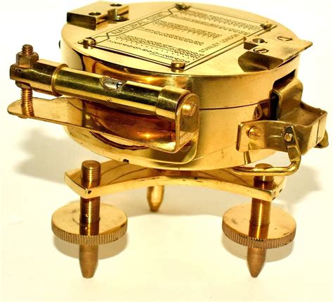 Antique Brass Brunton Compass With Stand Level Vitage