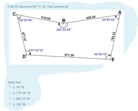 Solved If The DE Azimuth Is Find Azimuth AB A Chegg Com