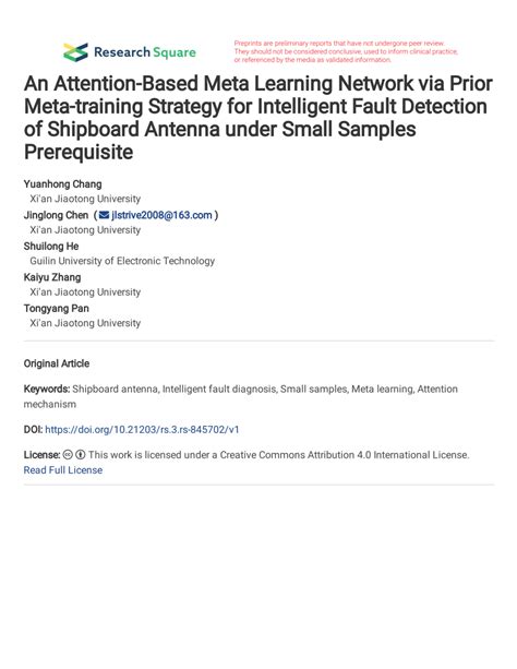 Pdf An Attention Based Meta Learning Network Via Prior Meta Training Strategy For Intelligent