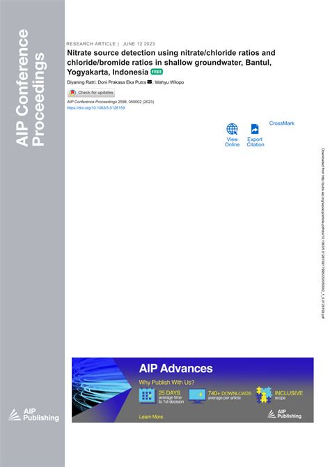 Pdf Nitrate Source Detection Using Nitrate Chloride Ratios And Chloride Bromide Ratios In