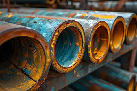 Premium Photo Stack Of Pipes In Industrial Setting Generative Ai