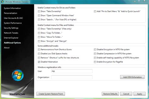 FREE Ultimate Windows Tweaker Tweak Windows Vista Sysops