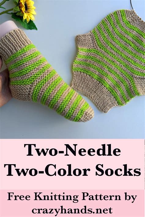 Free Knit Flat Two Needles Two Color Socks Pattern Knit In The Round