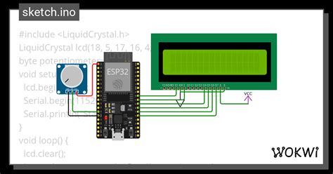 lcd with potentiometer value display wokwi esp32 stm32 arduino