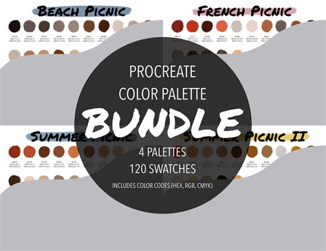 Procreate Color Palette Bundle 4 Palettes Picnic Instant Download