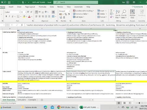 Myp 6 Unit Plans Physical Education Teaching Resources