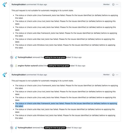 Engine Flutter Autoroll And Fluttergithubbot Alternate Adding And Removing Waiting For Tree To