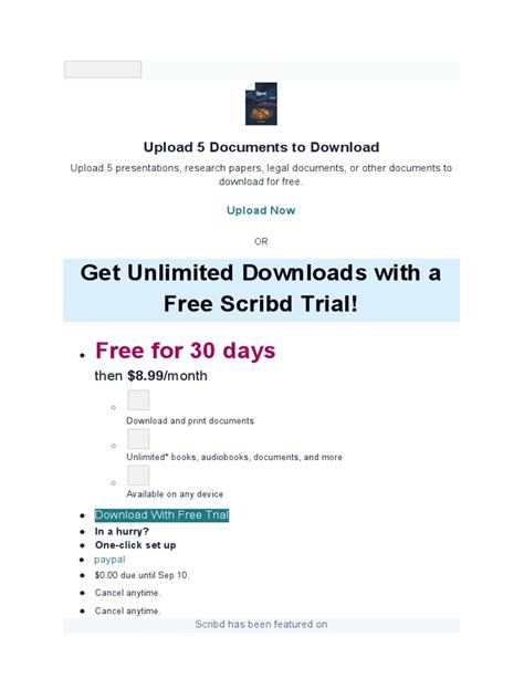 Get Unlimited Downloads With A Free Scribd Trial Download Free Pdf Audiobook Scribd