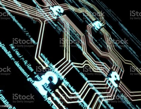 3d 일러스트레이션 전자 금융 기술 네트워크 데이터 전송 및 프로그래밍 데이터 보호 파운드 개념에 대한 스톡 사진 및 기타 이미지 Istock