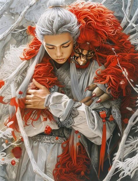 A Woman With Red Hair And A White Dress Premium Ai Generated Image