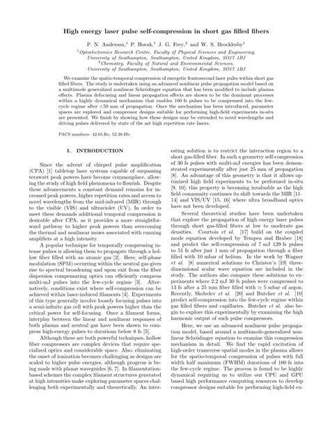 Pdf High Energy Laser Pulse Self Compression In Short Gas Filled Fibers