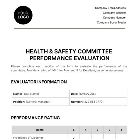 Health And Safety Committee Questionnaire Template Edit Online And Download Example