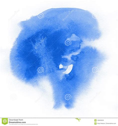 Watercolor Abstract Blue Spot On White Watercolor Paper Stock Image