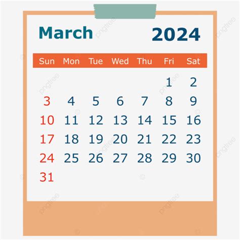 Gaya Polaroid Kalender Maret 2024 Vektor 2024 Bulan Kalender Png Dan