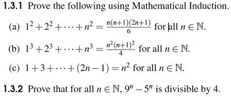 solved prove the following using mathematical induction