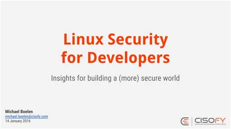 Linux Security For Developers Ppt