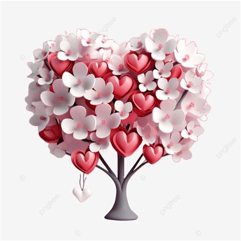 Blossoming Love 3d Animated Heart Shaped Cartoon Love Heart Tree Png