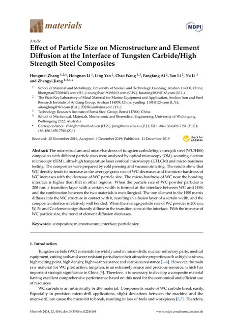 Pdf Effect Of Particle Size On Microstructure And Element Diffusion At The Interface Of