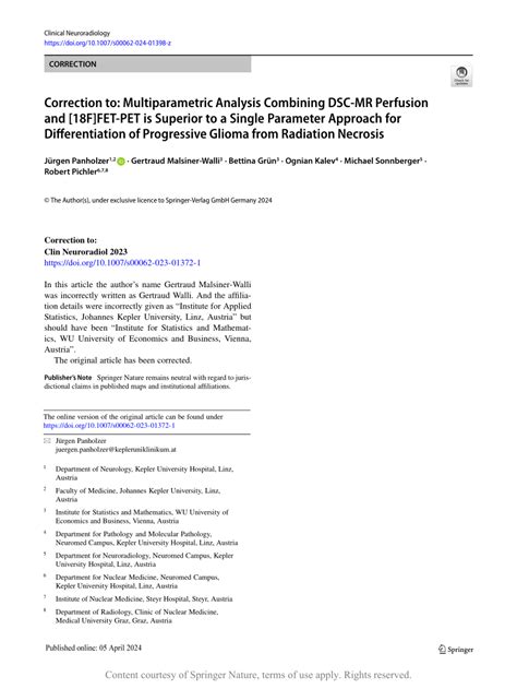 Correction To Multiparametric Analysis Combining Dsc Mr Perfusion And